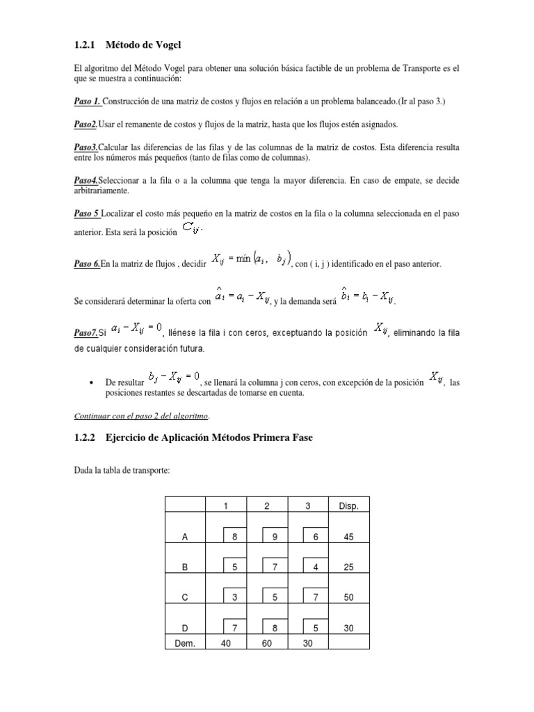 Método de Vogel | PDF | Ecuaciones | Objetos matemáticos