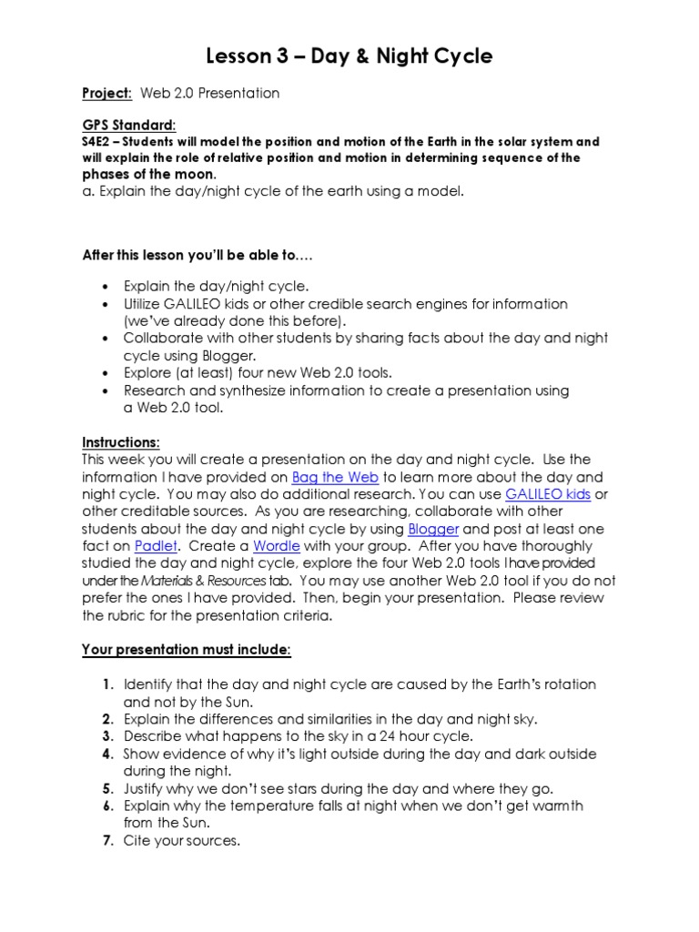 3 Instructions - Day Night Cycle | PDF | Sky | World Wide Web