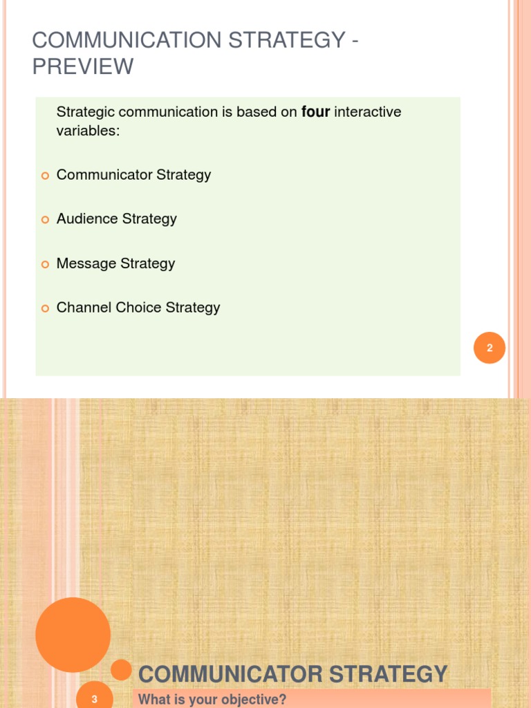 Communication Strategy - Preview: Strategic Communication Is Based On ...