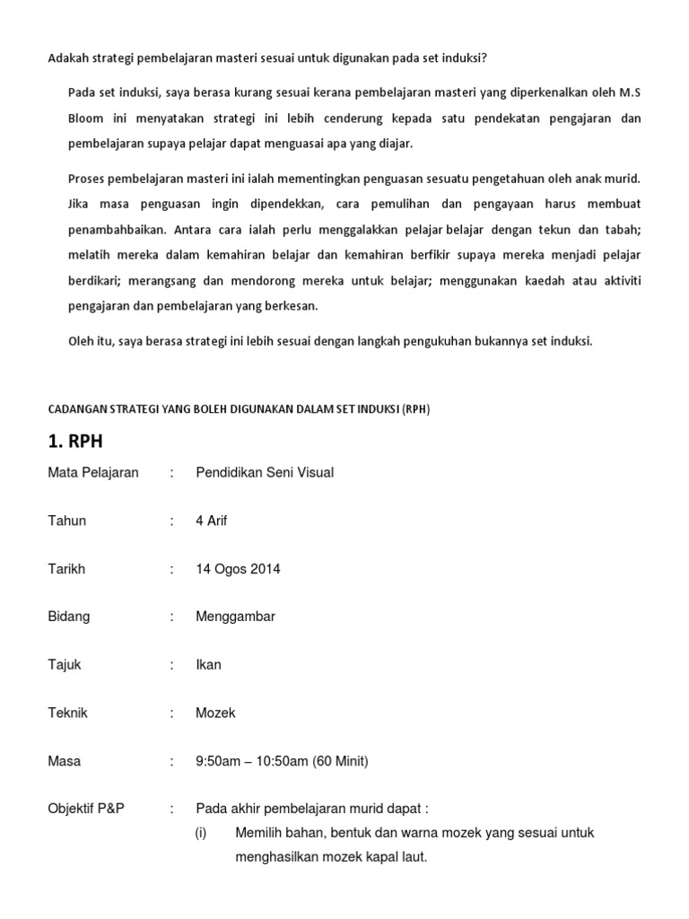 Strategi Set Induksi dalam RPH | PDF