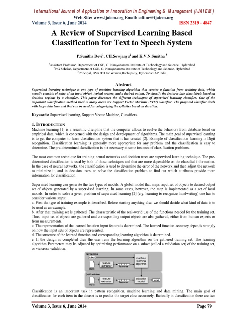A Review of Supervised Learning Based Classification For Text To Speech System | PDF | Support ...