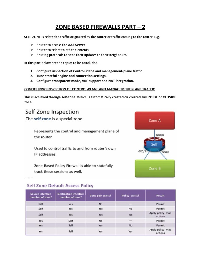 Configuring Self-Zone in Firewalls | PDF | Firewall (Computing ...