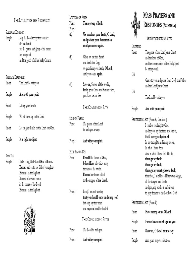 Catholic Prayers and Responses | Mass (Liturgy) | God The Father