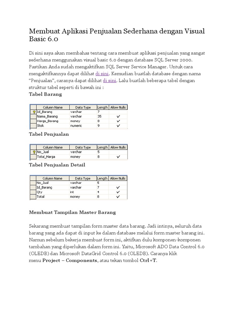 Membuat Aplikasi Penjualan Sederhana Dengan Visual Basic | PDF