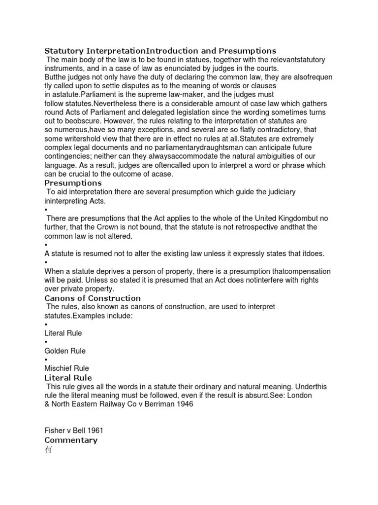 Fisher V Bell 1961-Statutory Interpretation | PDF | Plain Meaning Rule ...