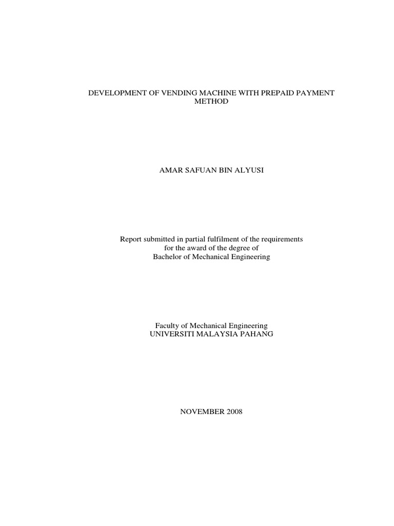 Development of Vending Machine With Prepaid Payment Method | PDF ...