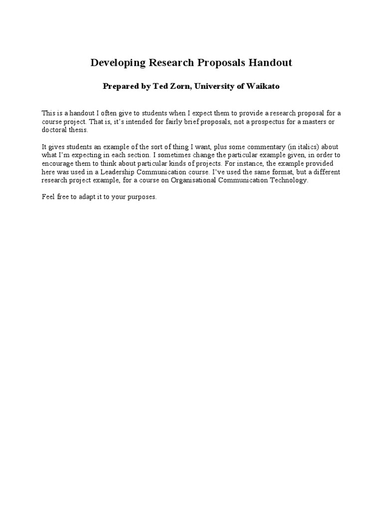 Research Proposal Example for Students | PDF