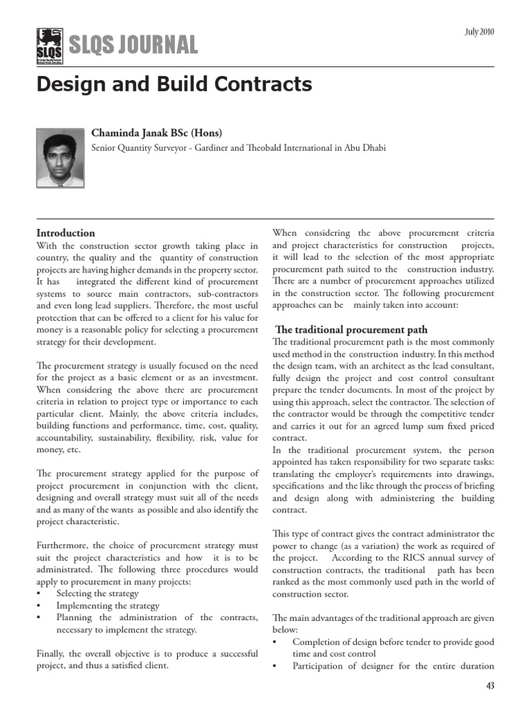 Design Build Contract | PDF | Construction Management | Procurement