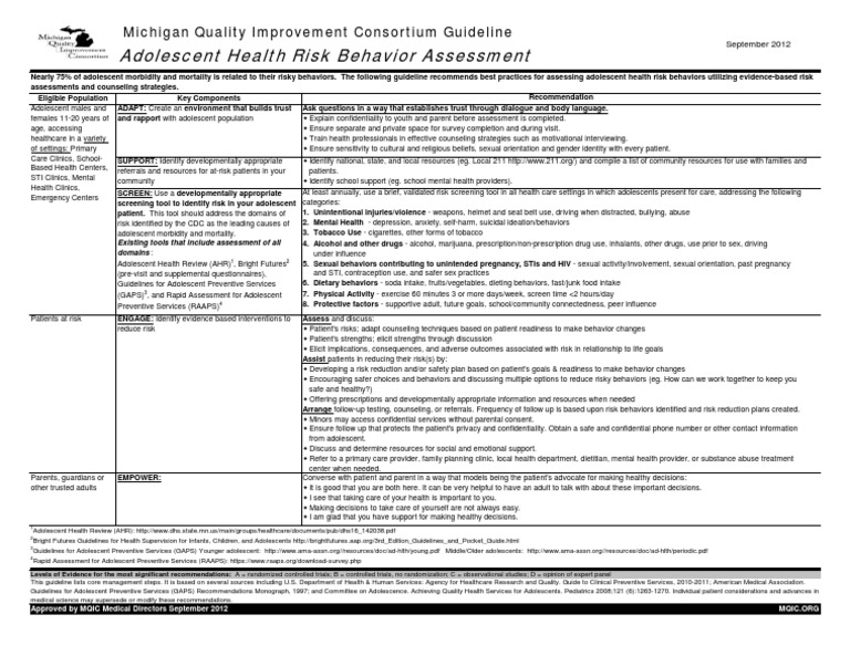 Adolescent Health Risk Behavior Assessment | PDF | Substance Abuse ...