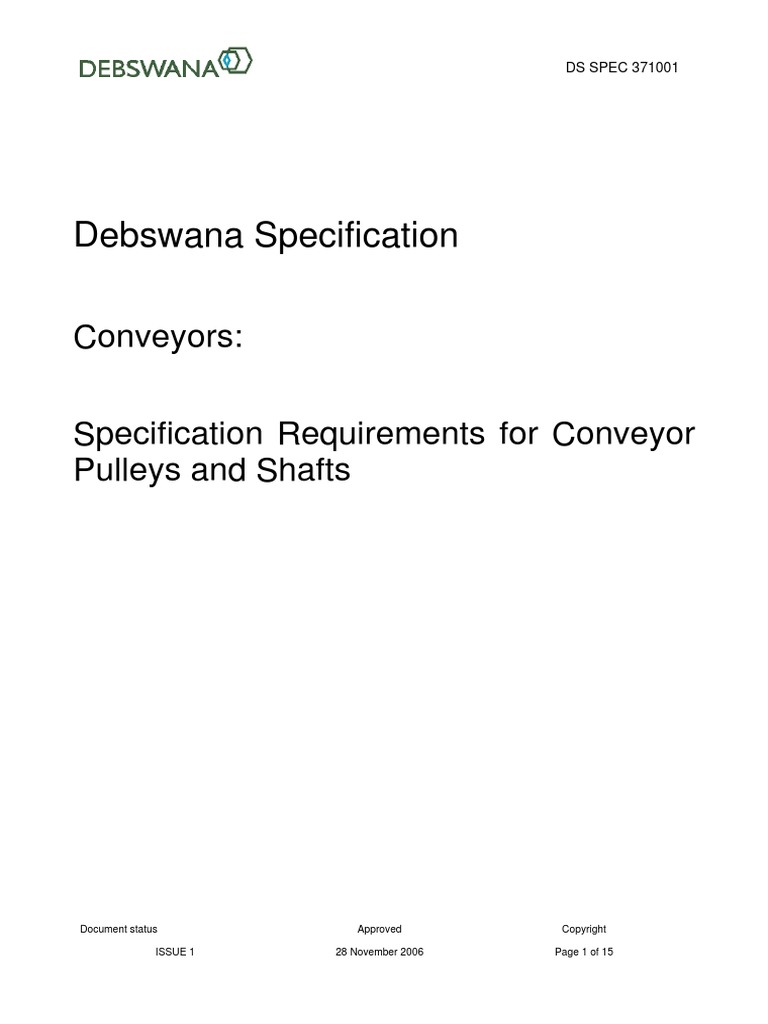 Specification Requirements For Conveyor Pulleys and Shafts | PDF ...