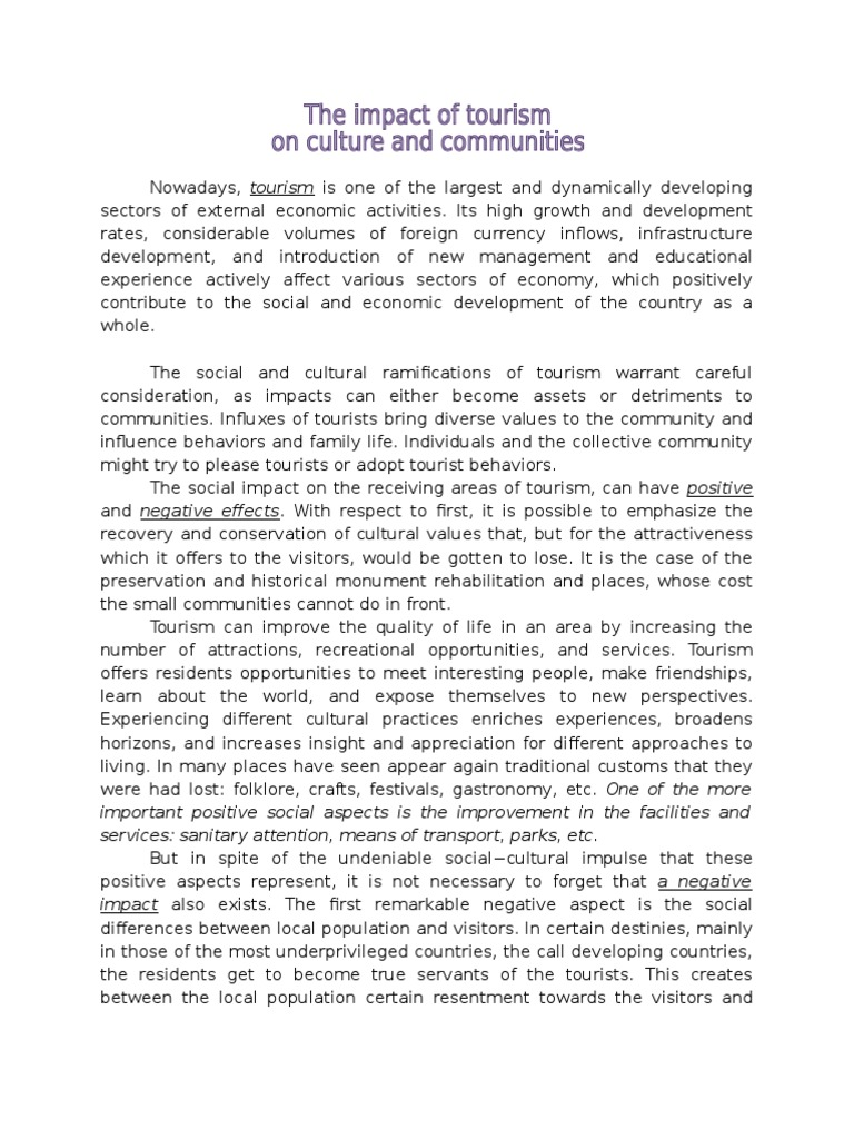 The Impact of Tourism On Culture and Communities | PDF | Tourism ...
