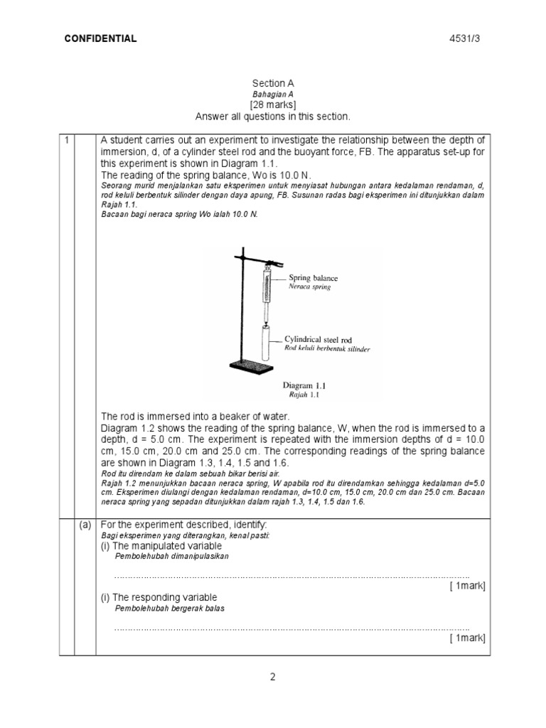 Paper 3 Physics Form 4 | PDF