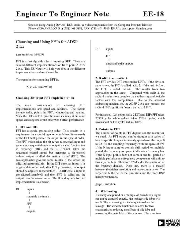 Choosing FFTs for ADSP-21xx processors | PDF | Fast Fourier Transform ...