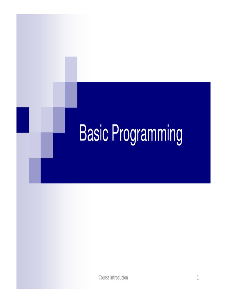 Basic Programming: 1 Course Introducion | PDF | Career & Growth
