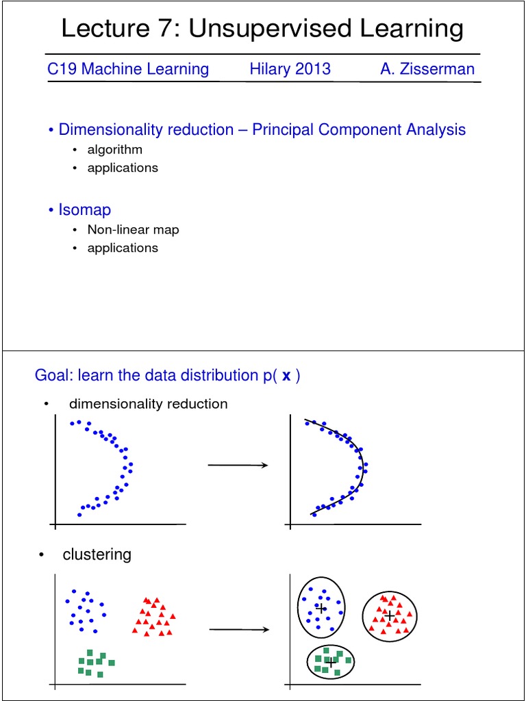 Lecture 7: Unsupervised Learning: C19 Machine Learning Hilary 2013 A. Zisserman | PDF ...