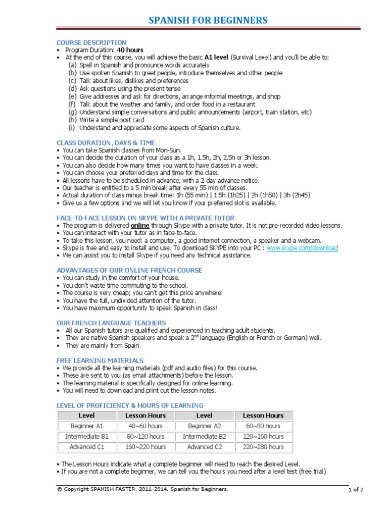 Spanish For Beginners | PDF | Tutor | Educational Technology