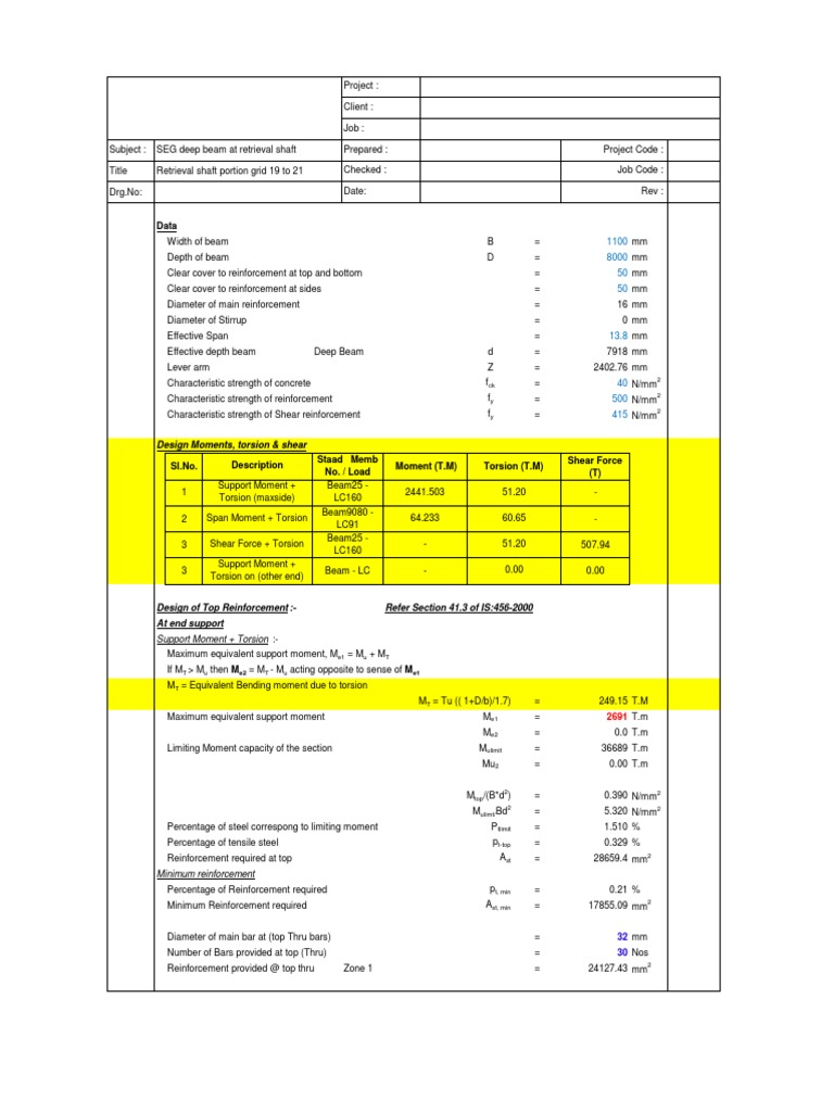 Deep Beam Check | PDF | Beam (Structure) | Shear Stress