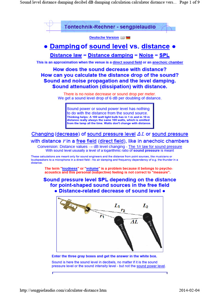 Sound Level Calculator-Distance | PDF | Decibel | Amplitude