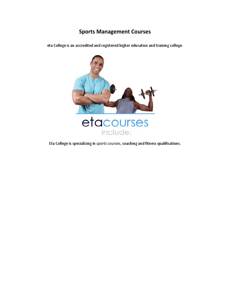 Eta College Sports Management Courses | PDF