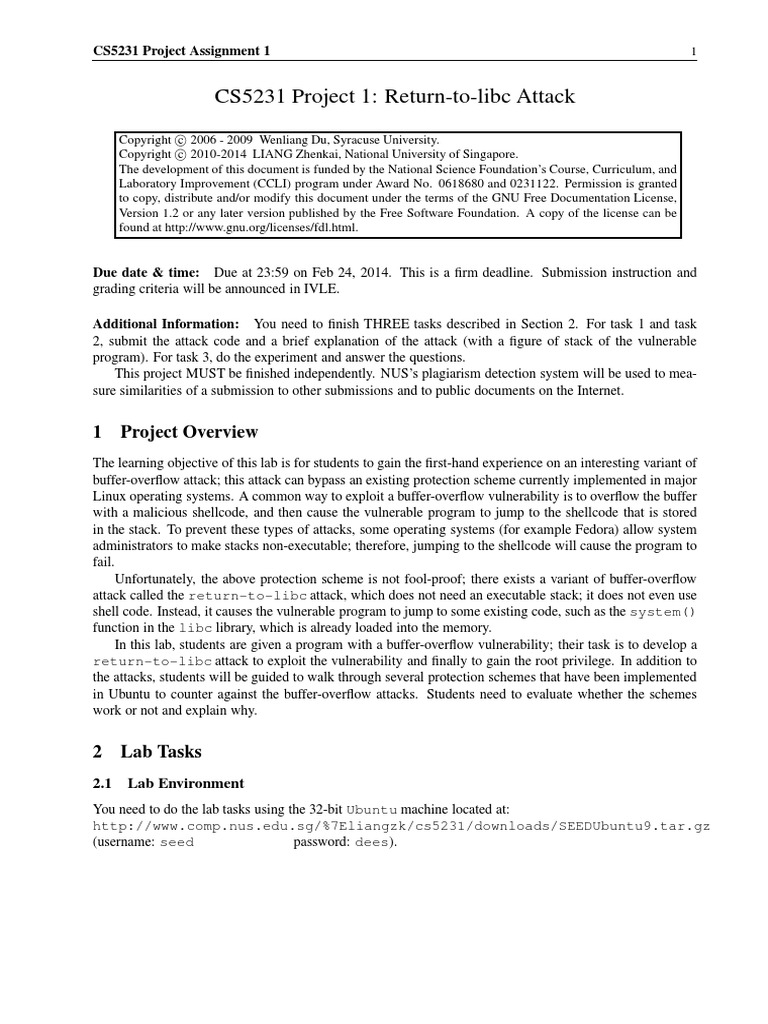 Return To Libc | PDF | Subroutine | Software Return To Libc | PDF | Subroutine | Software