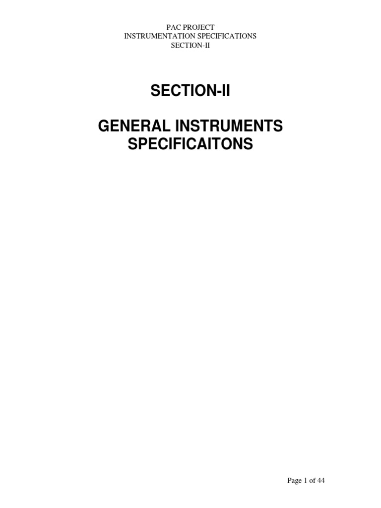 General Instruments Specifications | PDF | Flow Measurement ...