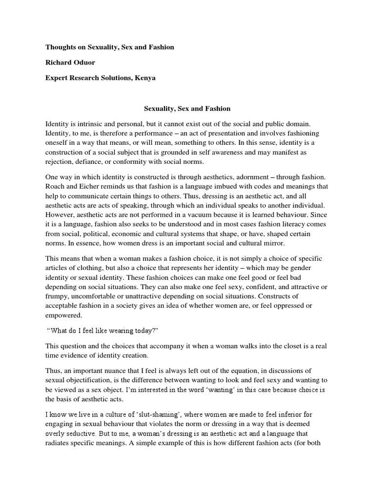Fashion Sexuality And Sex Pdf Human Sexual Activity Identity Social Science