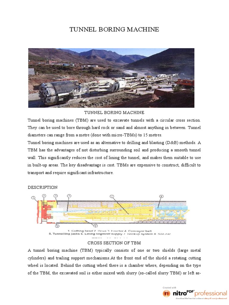 Tunnel Boring Machine | PDF | Tunnel | Industries