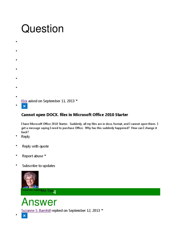 Answer: Cannot Open DOCX. Files in Microsoft Office 2010 Starter | PDF ...