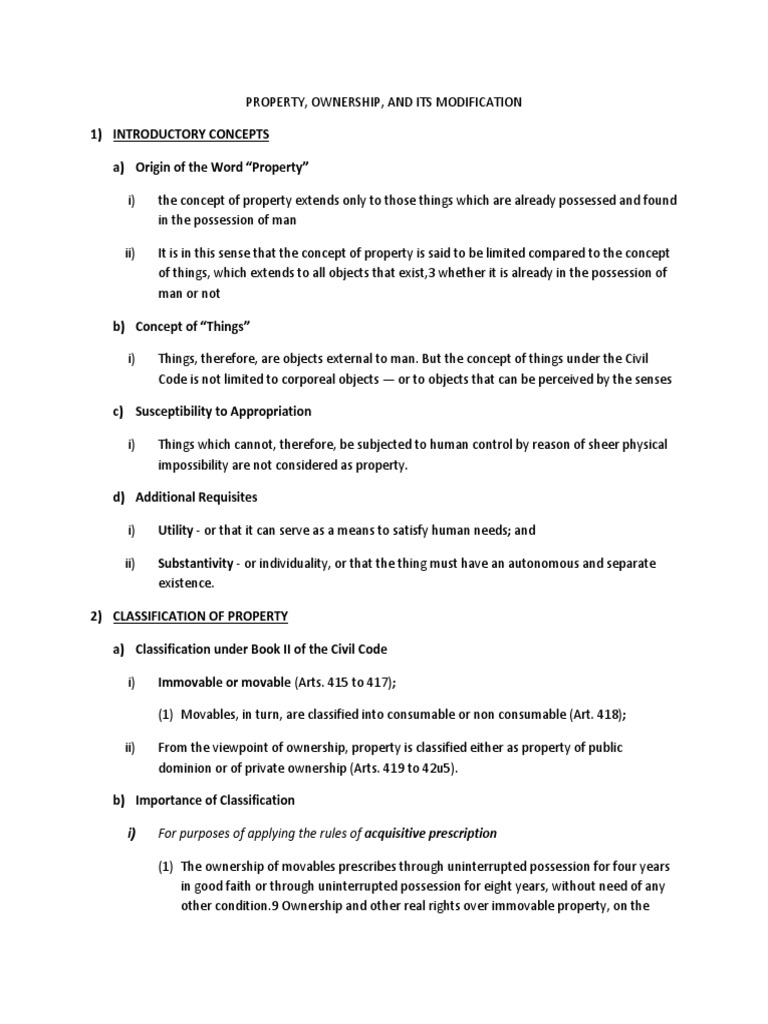 Rabuya Prop. Book Outline | PDF | Ownership | Property