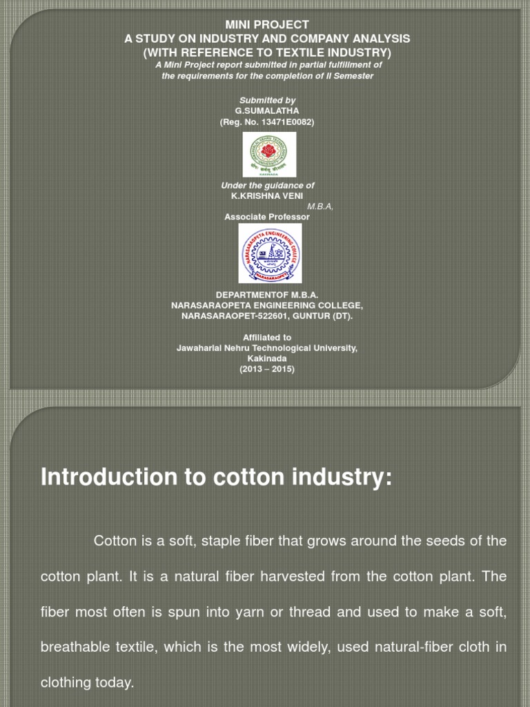 Cotton Industry | PDF | Cotton Mill | Cotton