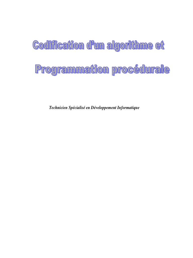 Codification Algorithmes & Variables | PDF | Variable (informatique) | Programmation informatique