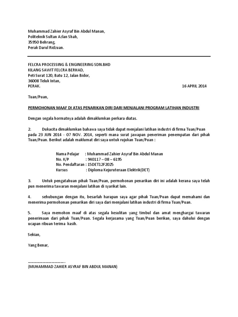 Surat Tolak Tawaran L.I | PDF