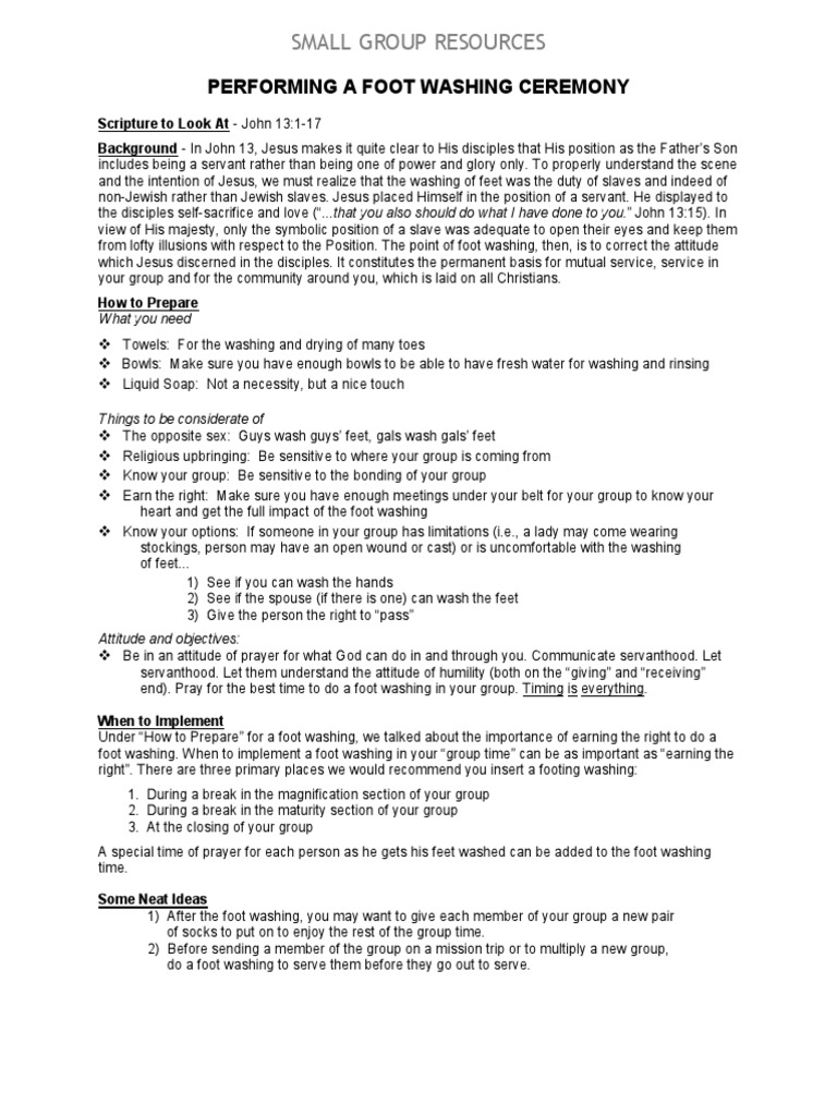 Performing a Foot Washing Ceremony | Religious Belief And Doctrine ...