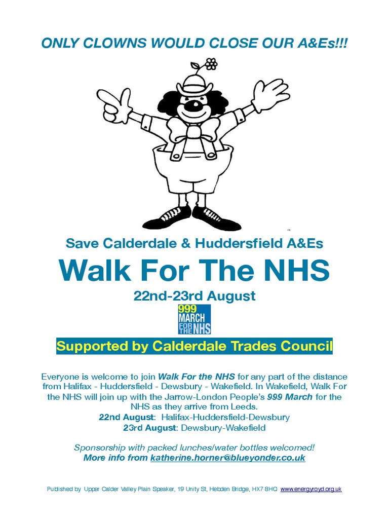 Walk For The NHS - Flyer | PDF | National Health Service | Emergency ...
