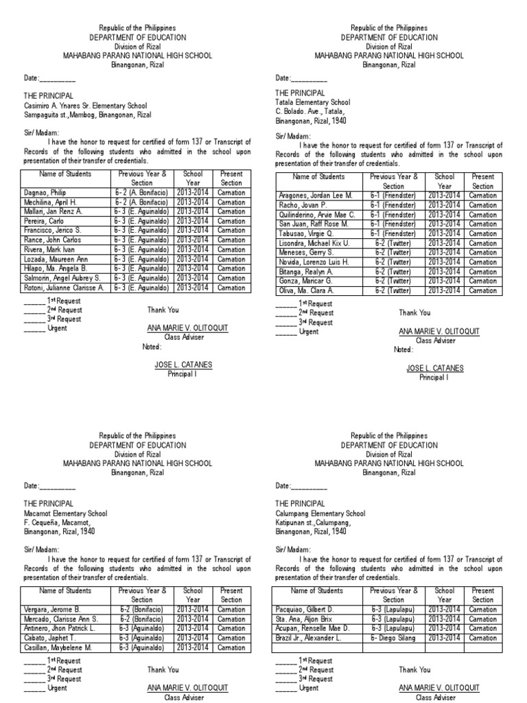 Request Form | Philippines | Schools