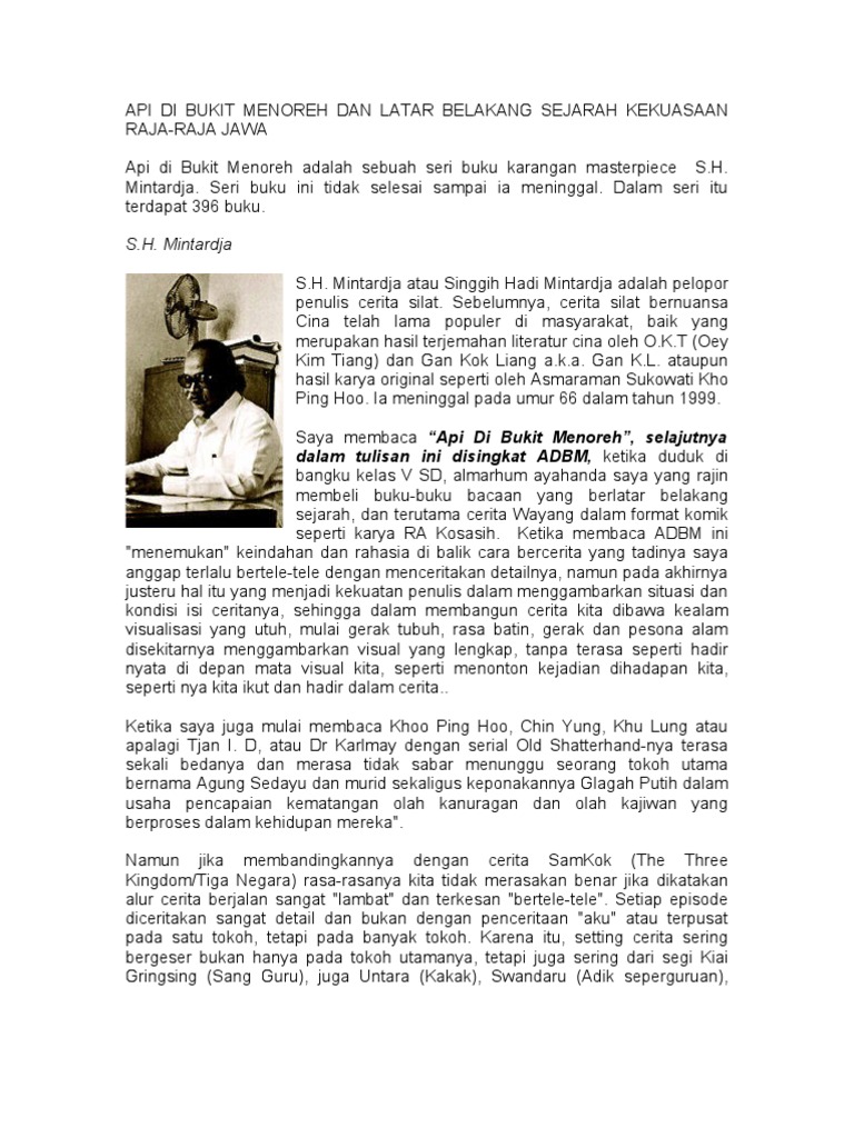 Api Di Bukit Menoreh Dan Latar Belakang Sejarah Kekuasaan Raja | PDF ...