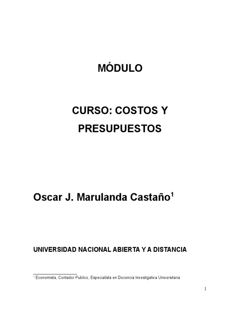 Modulo Costos y Presupuestos | Descargar gratis PDF | Costo | Contabilidad