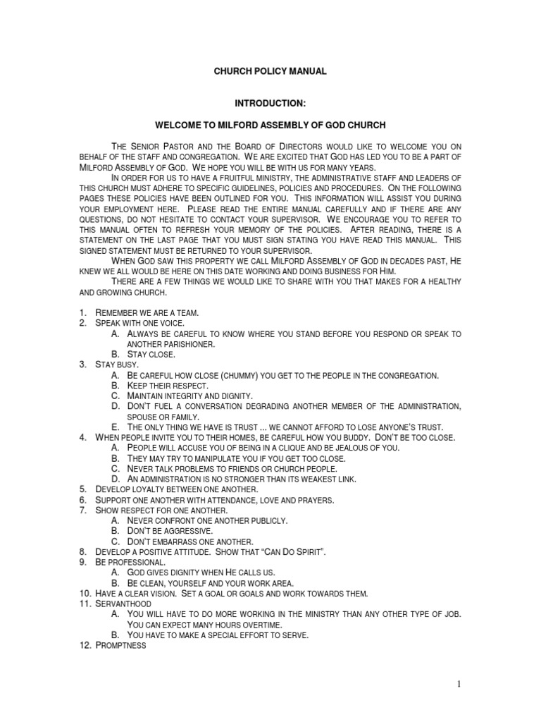 Church Policy Manual | PDF | Elder (Christianity) | Deacon