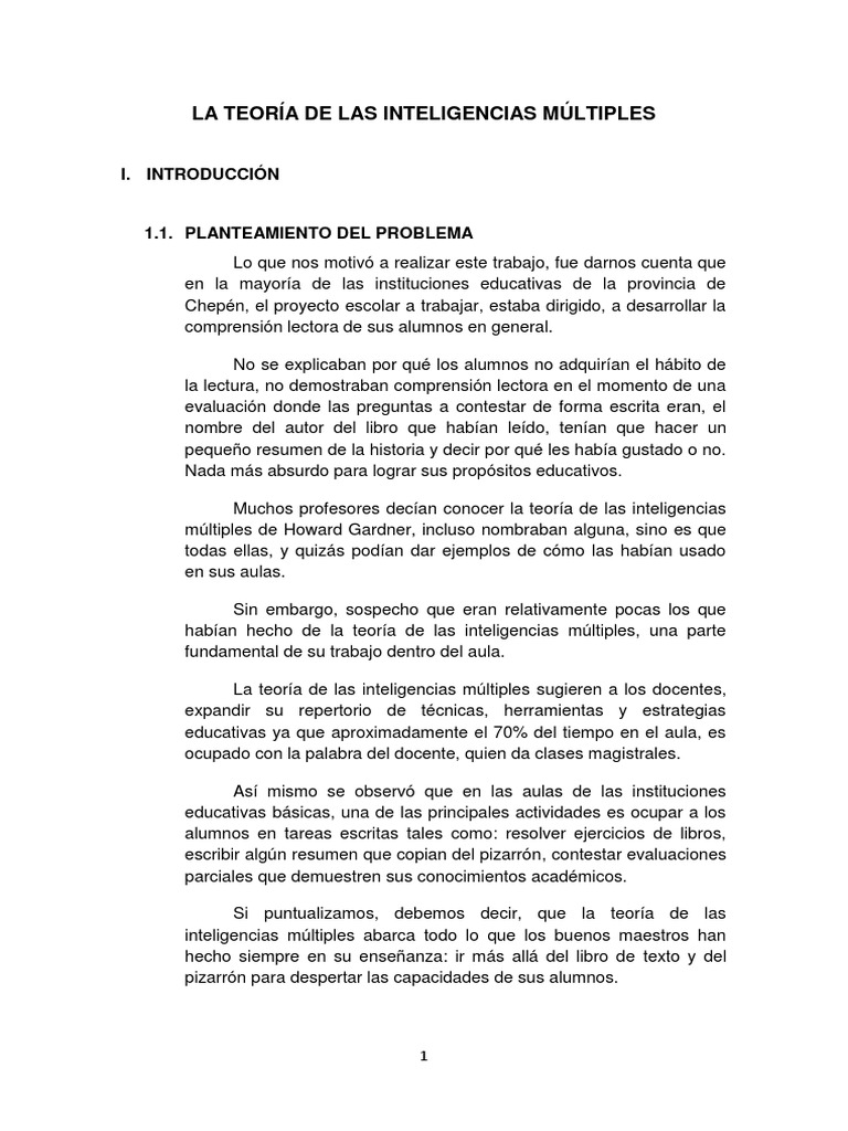 Monografia de Inteligencia Múltiples | PDF | Educación primaria | Aprendizaje