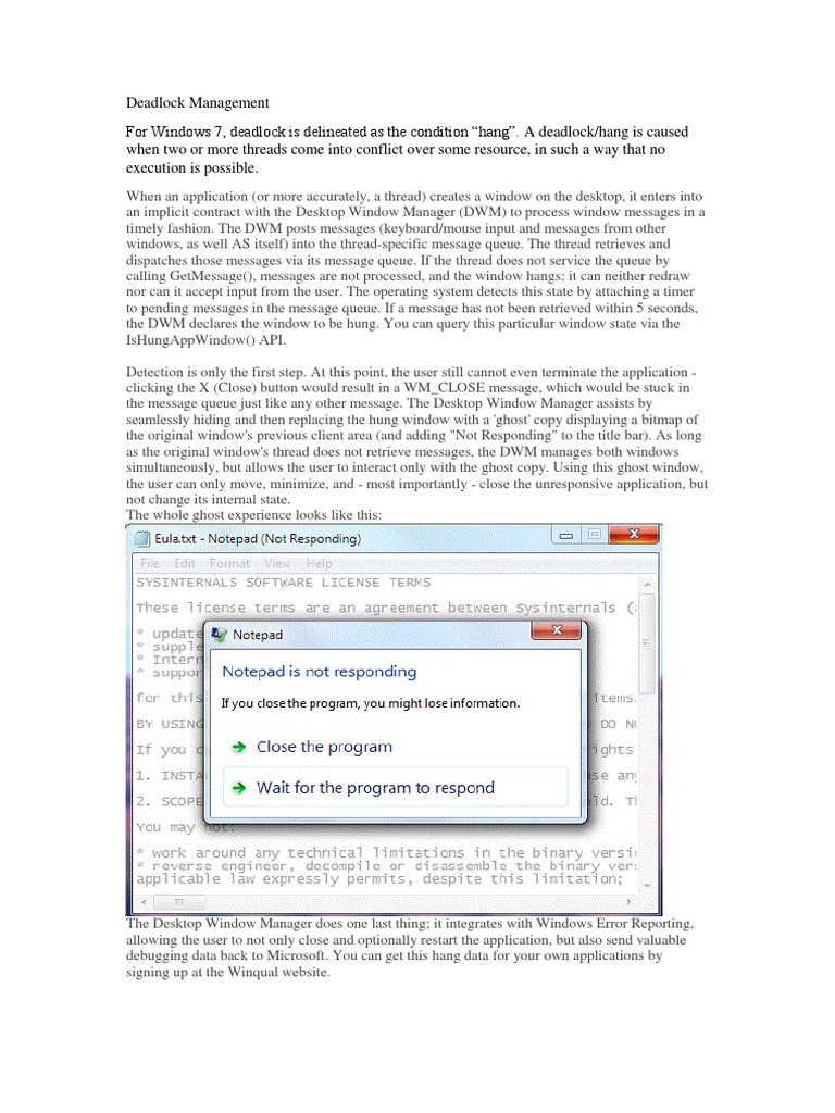 Deadlock Management of Win 7 | PDF | Thread (Computing) | Computer Architecture