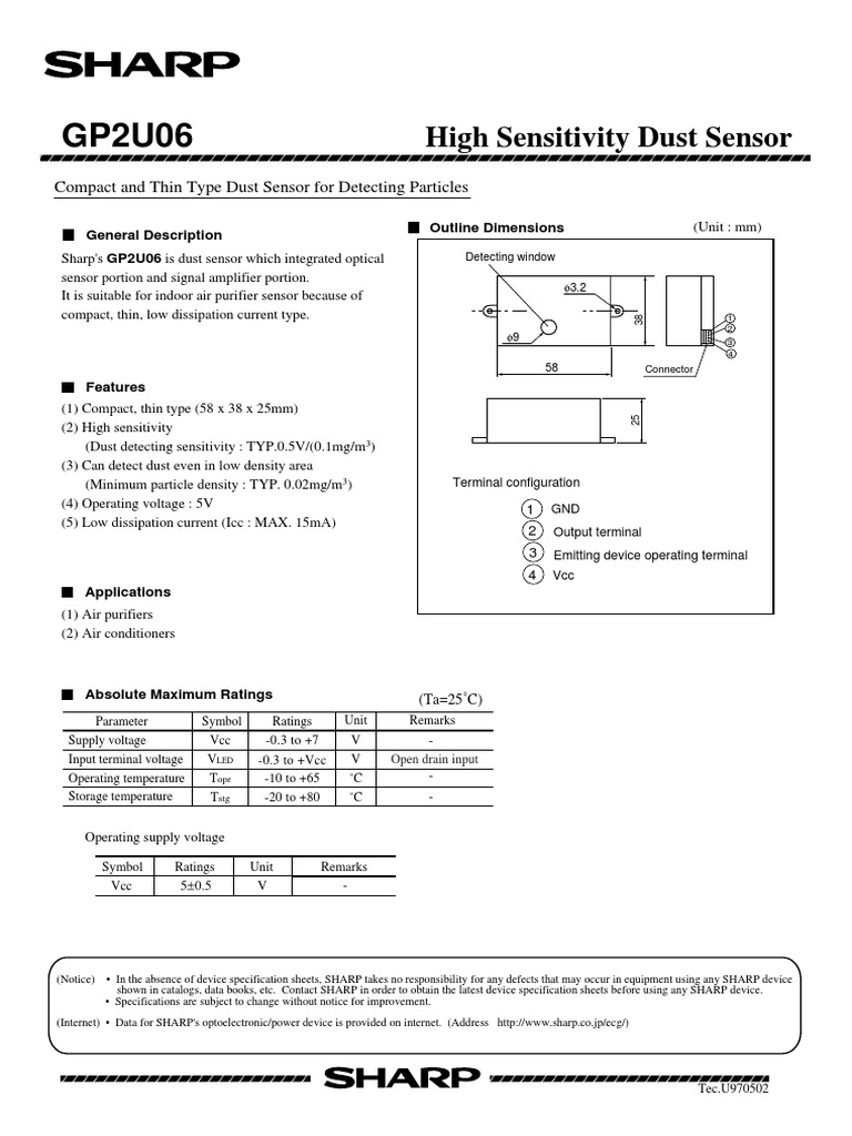 Sharp Dust Sensor Pdf Amplifier Sensor 3819