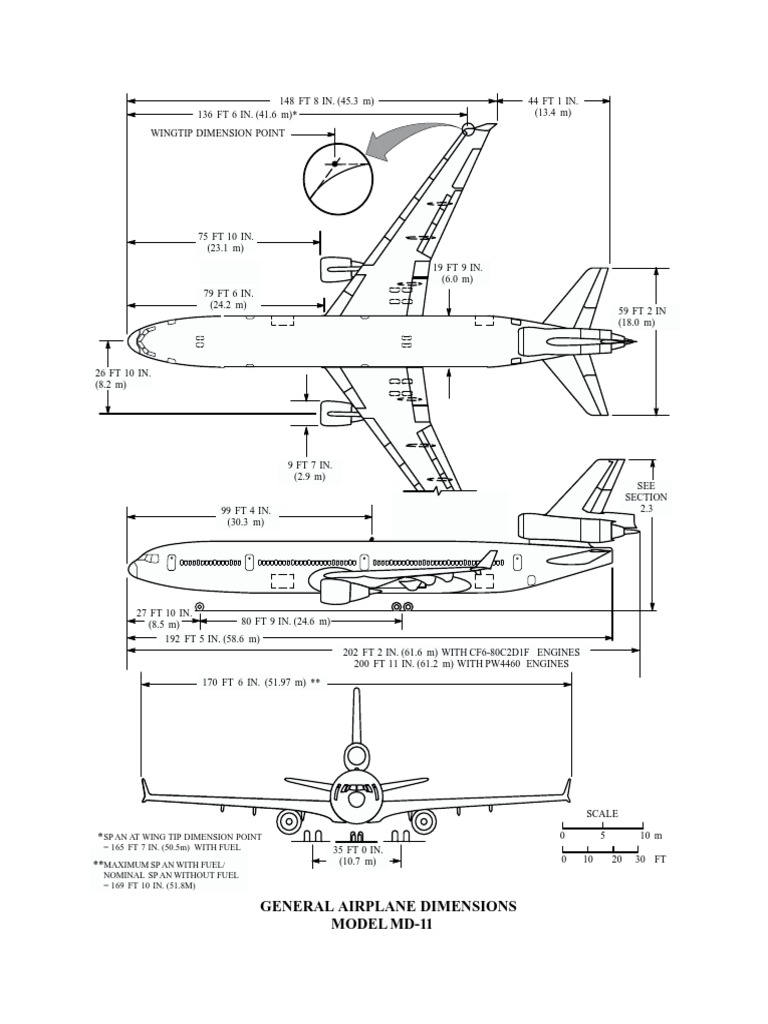 General Airplane Dimensions Model Md-11 | PDF