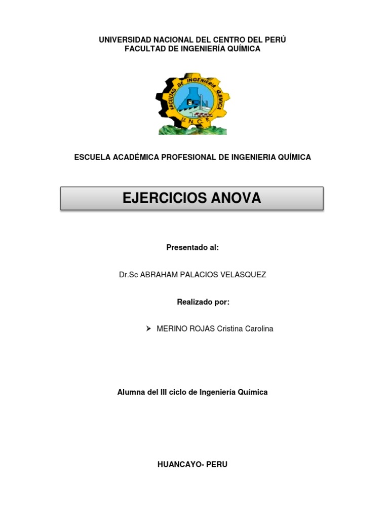 Anova Tarea | PDF | Análisis de variación | Estadísticas