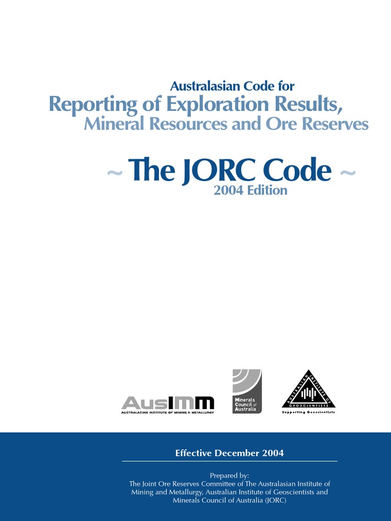 JORC Code | PDF | Resource | Mineralogy