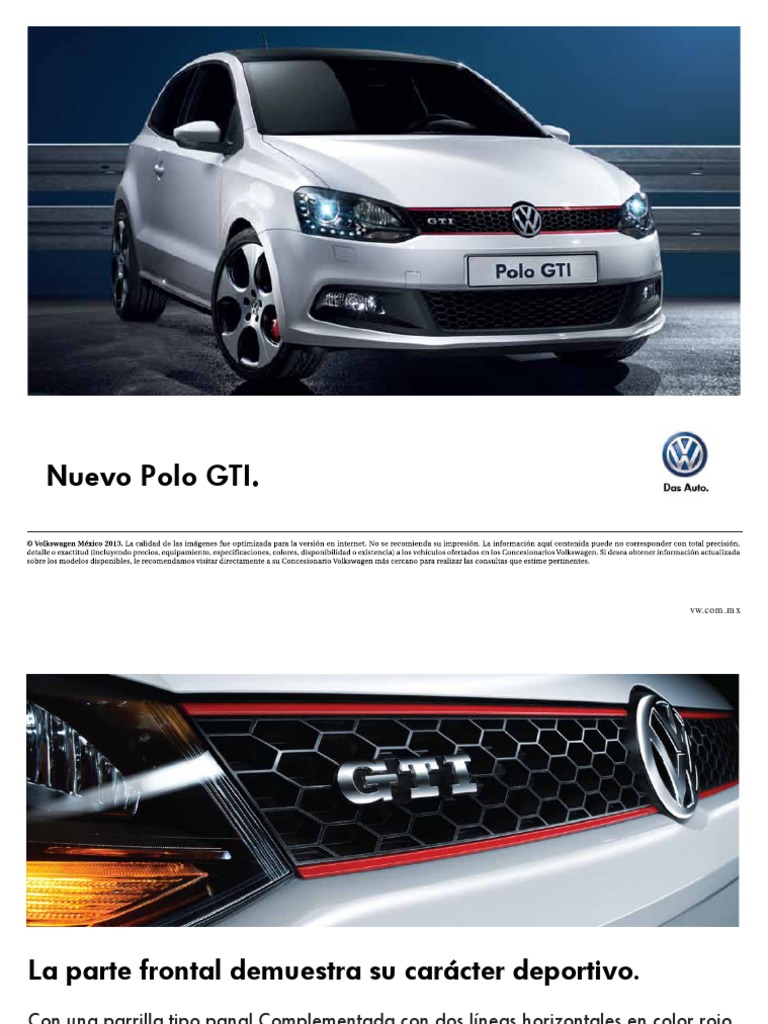VW Catalogo Nuevo Polo Gti | PDF | Airbag | Esfuerzo de torsión