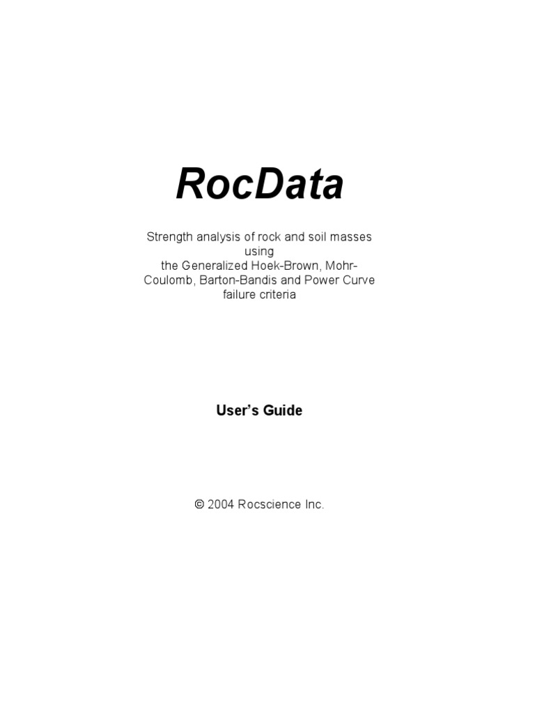 RocData Users Guide | PDF | Strength Of Materials | Geotechnical ...