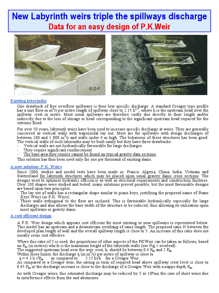 P.K. Weirs: Efficient Spillway Design | PDF | Spillway | Dam