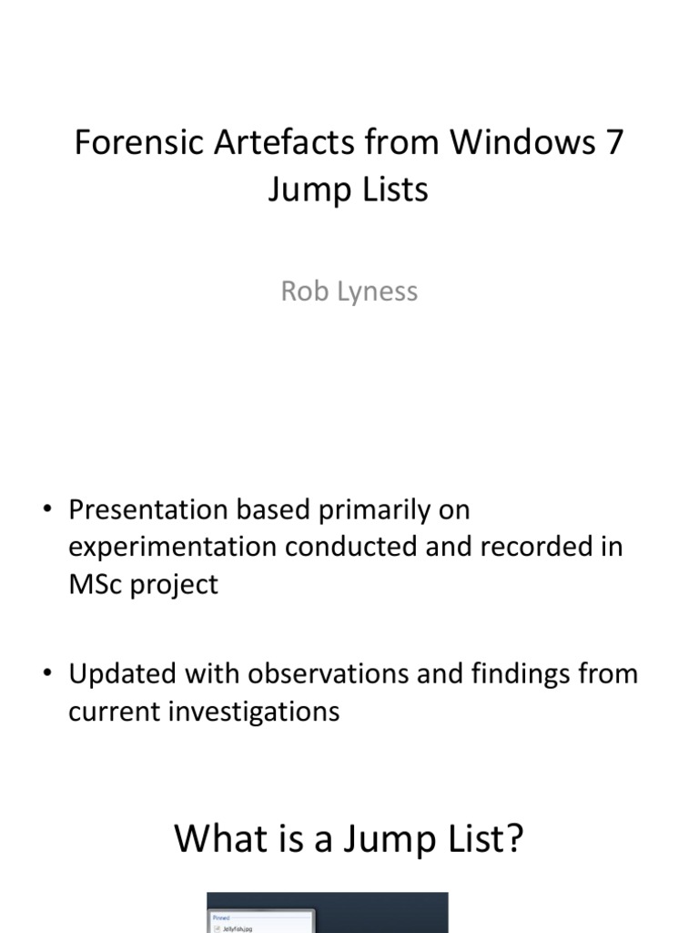 Forensic Analysis of Windows 7 Jump Lists | PDF | Computer File | Microsoft Windows