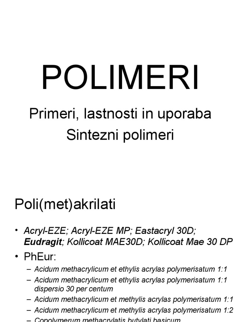 POLIMERI Sintezni | PDF