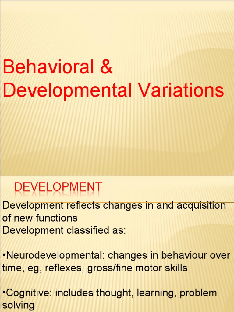 Behavioral & Developmental Variations | PDF | Sleep | Attention Deficit ...